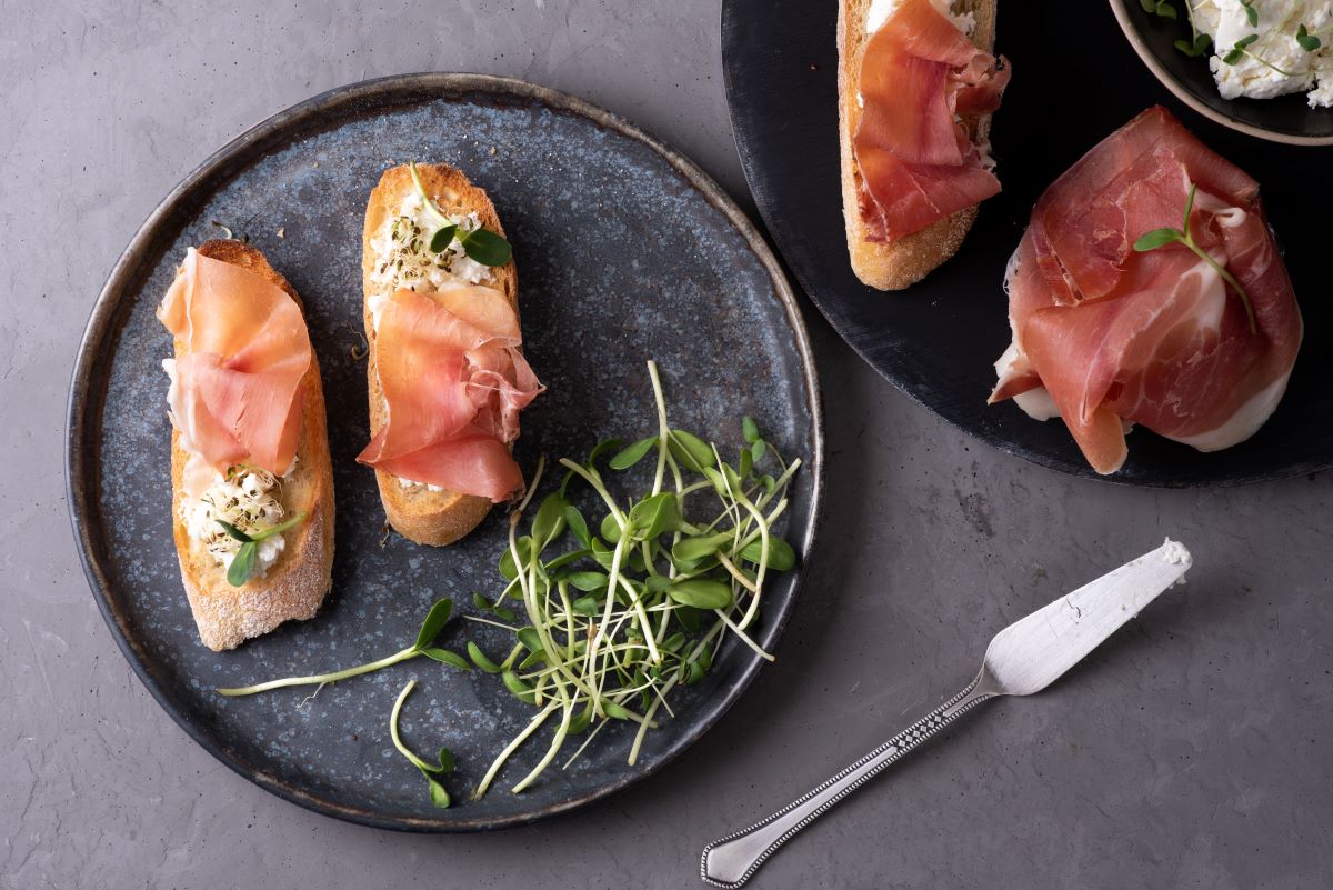 Prosciutto and Ricotta Crostini • One Plate at a Thyme
